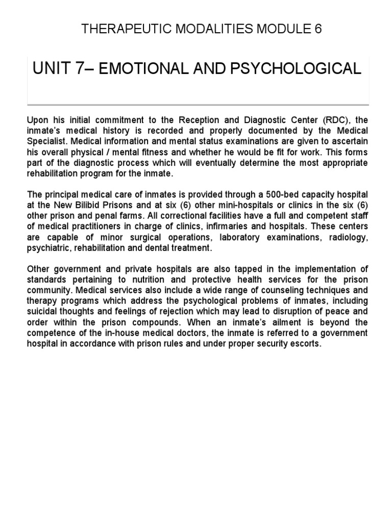 Therapeutic Modalities Module 6 | PDF | Psychotherapy | Mental Disorder