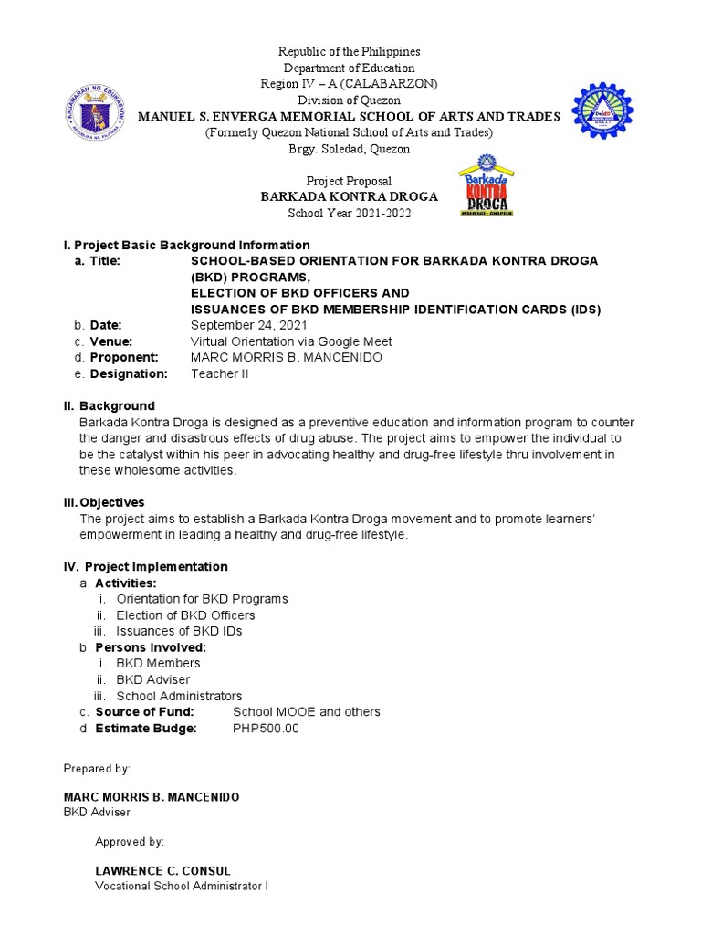 Project Proposal - September - Orientation and BKD Centers | PDF