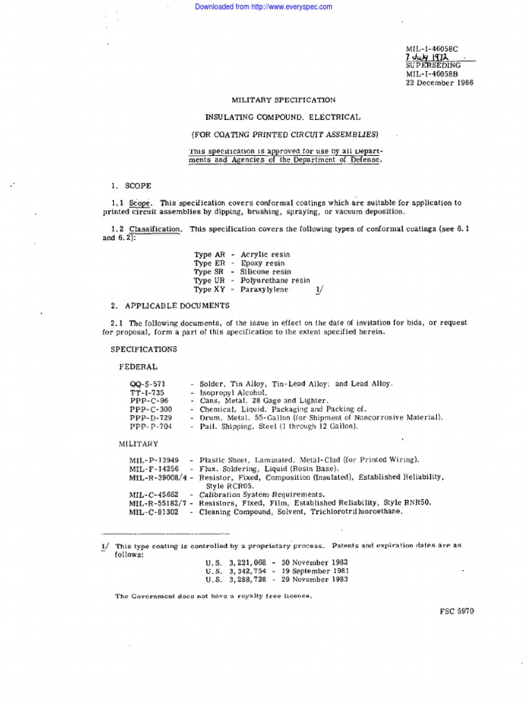 Mil I 46058C | PDF | Printed Circuit Board | Insulator (Electricity)