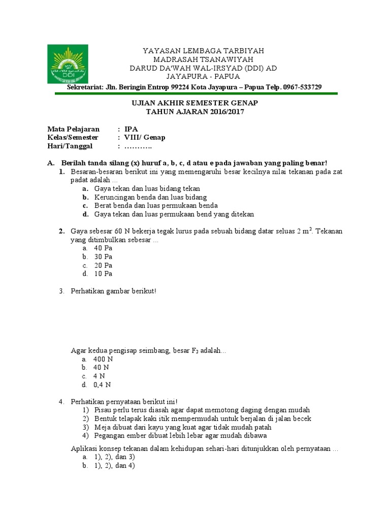 Soal Uas Kelas 8 Semester 2 | PDF