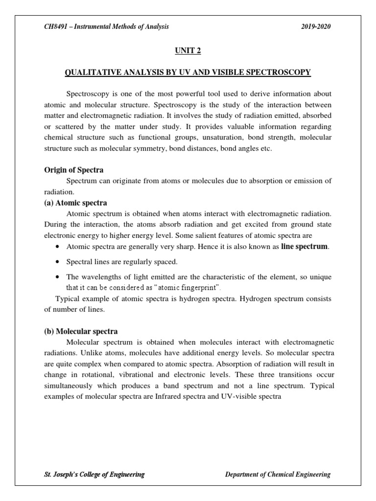Unit 2: CH8491 - Instrumental Methods of Analysis 2019-2020 | PDF ...