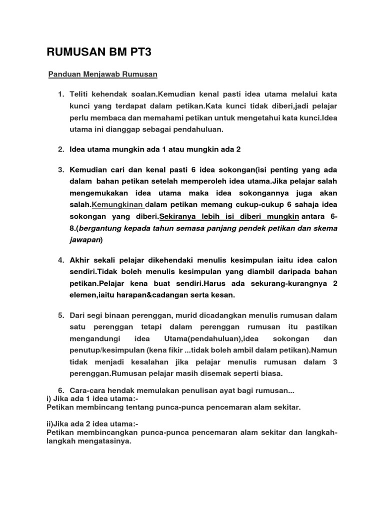 Rumusan BM PT3 | PDF