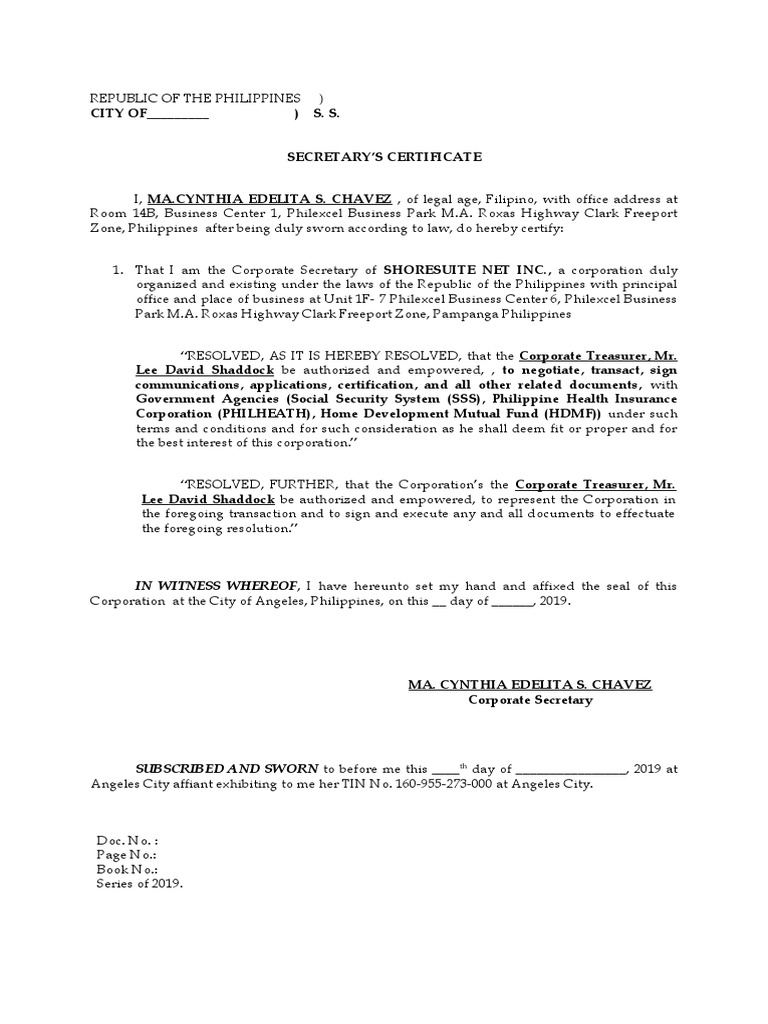 IN WITNESS WHEREOF, I Have Hereunto Set My Hand and Affixed The Seal of ...