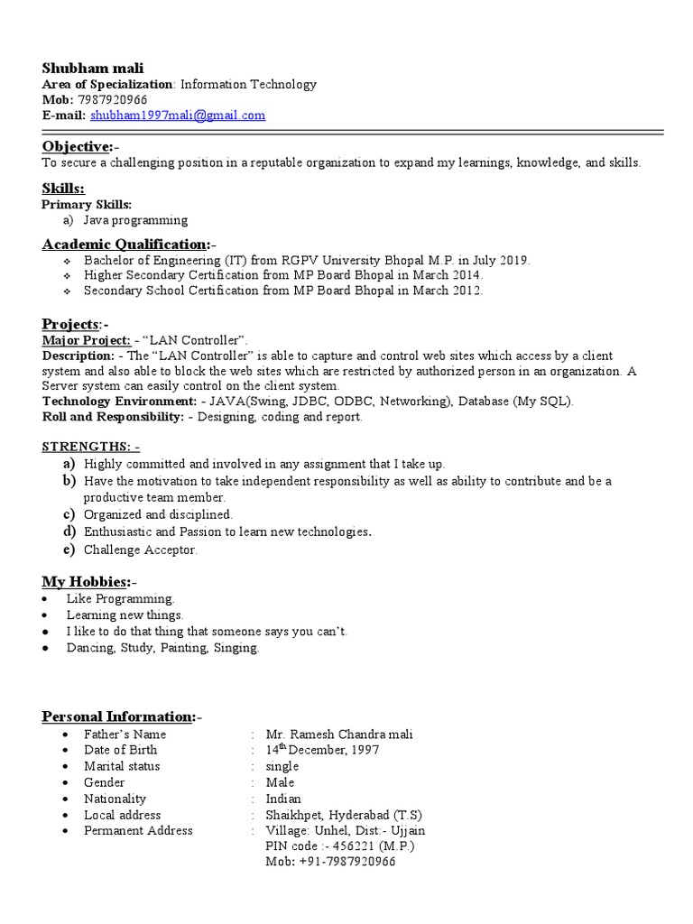 Shubham Resume | PDF