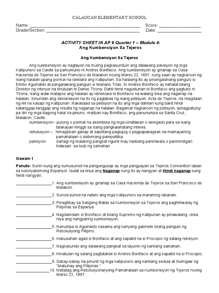 LAS Araling PAnlipunan Q1 Module 4 | PDF