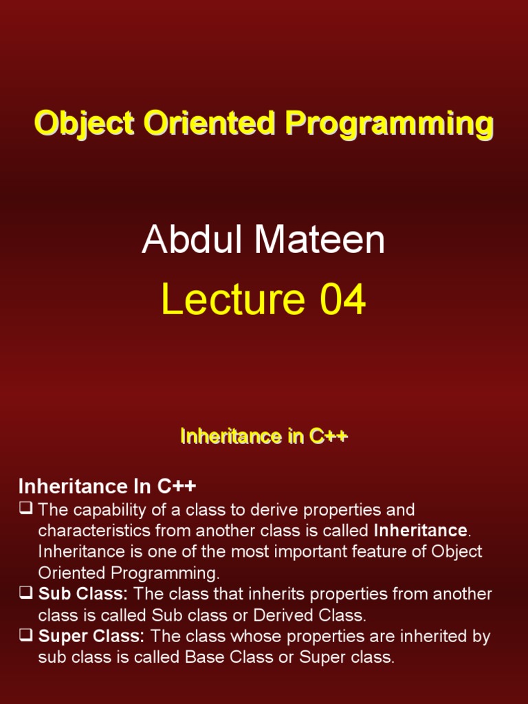 Object Oriented Programming Pdf Inheritance Object Oriented Programming Class Computer