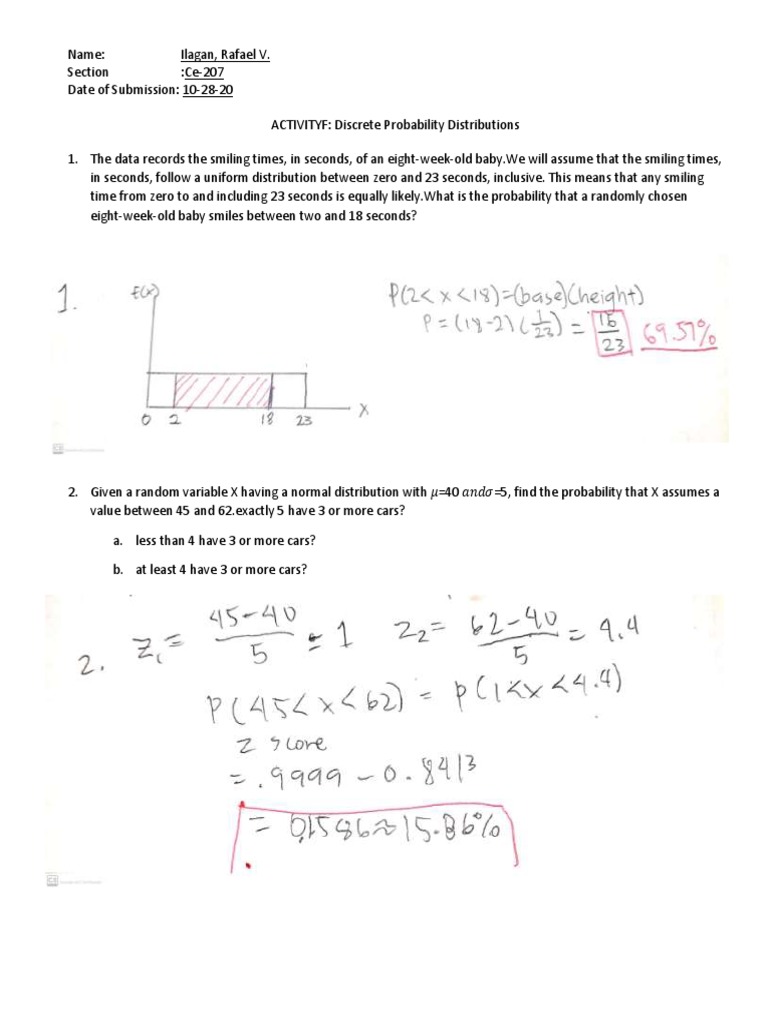 Activity F Discrete Probability Distribution | PDF | Law