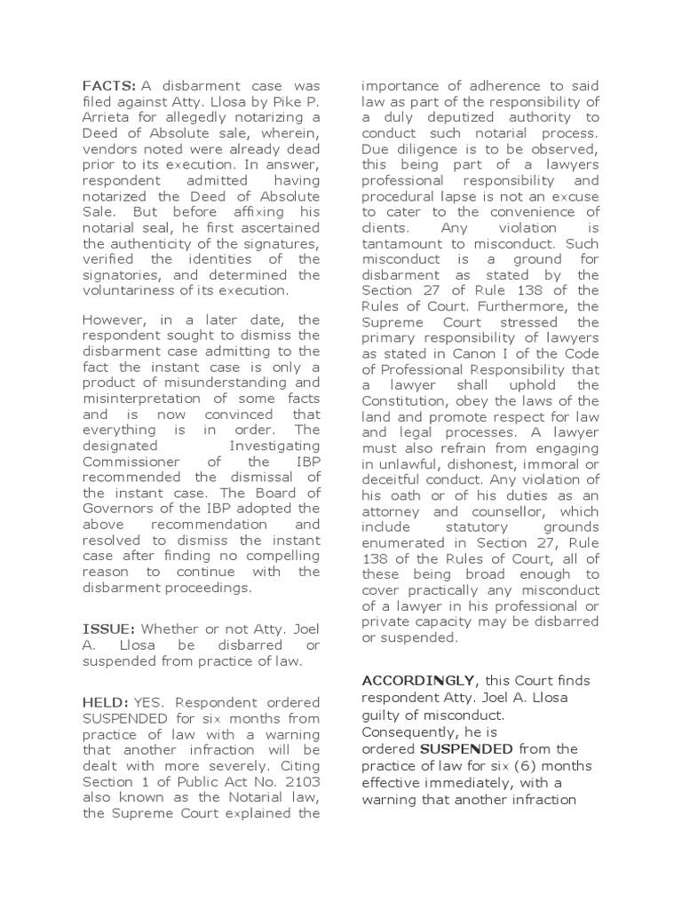 FACTS: A Disbarment Case Was: ACCORDINGLY, This Court Finds | PDF ...