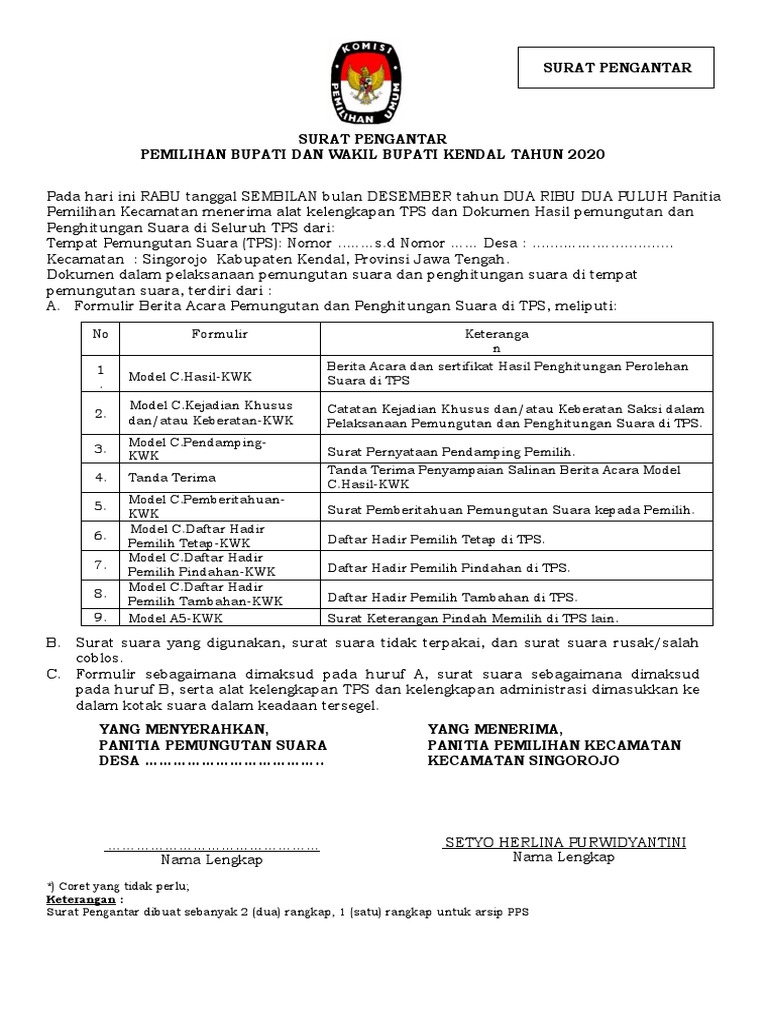 Surat Pengantar PPS Ke PPK | PDF