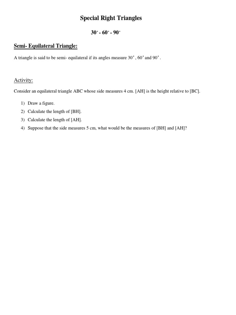 Special Right Triangles Guide | PDF