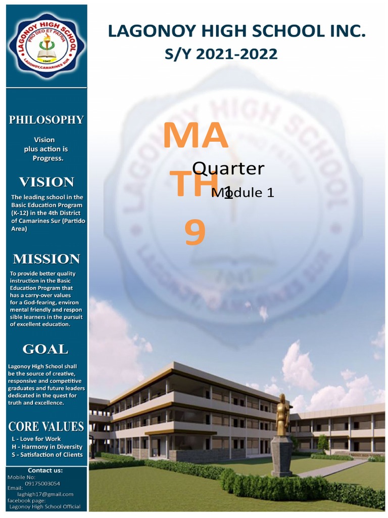 Grade 9 Math Q1 M1 | PDF | Quadratic Equation | Equations