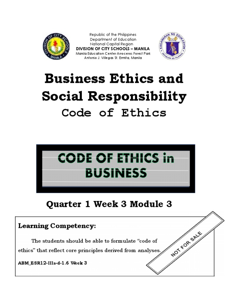 Business Ethics Social Responsibility - Q1 - W3 | PDF | Morality ...