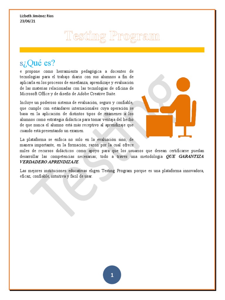 Testing Program | PDF | Prueba (evaluación) | Evaluación