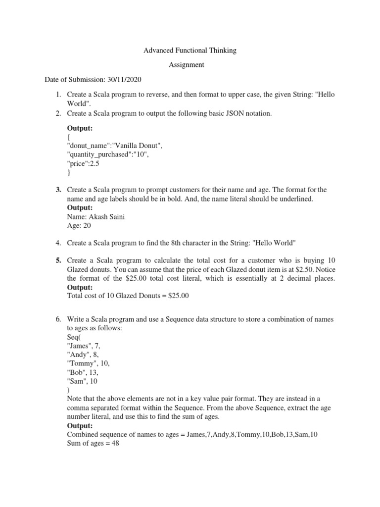 Assignment 1 Pdf Parameter Computer Programming Scala Programming Language