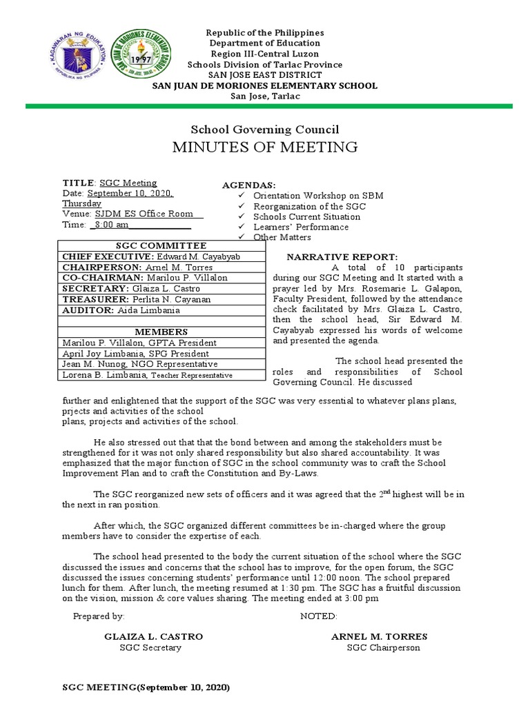 SGC Minutes of The Meeting | PDF