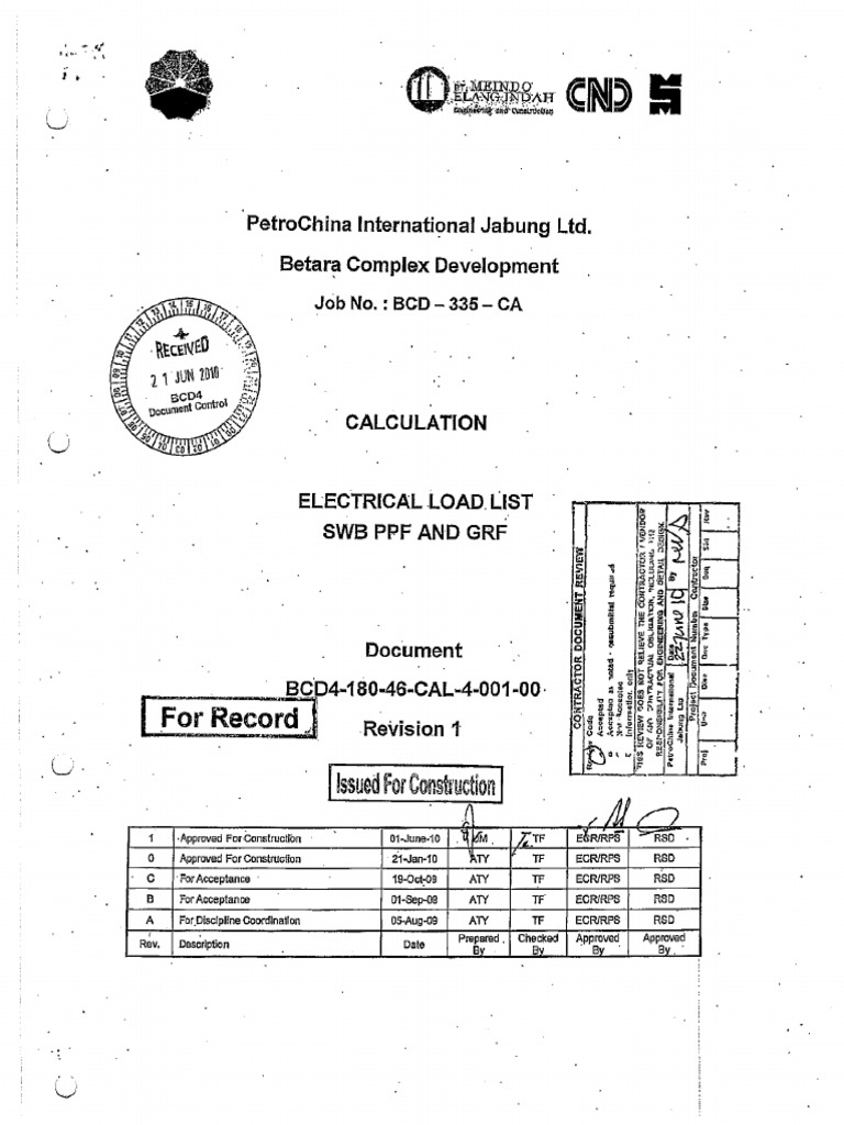 BCD4-180-46-CAL-4-001-00 - rev1-REC Calculation - Electrical Load List ...