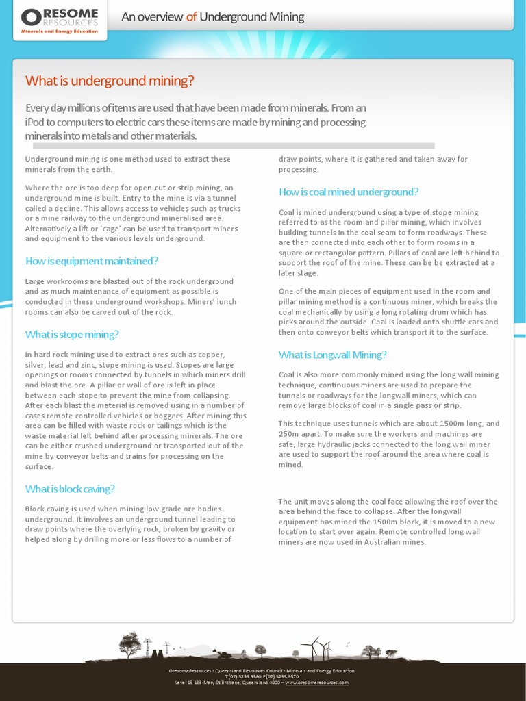 What Is Underground Mining? | PDF | Mining | Coal Mining