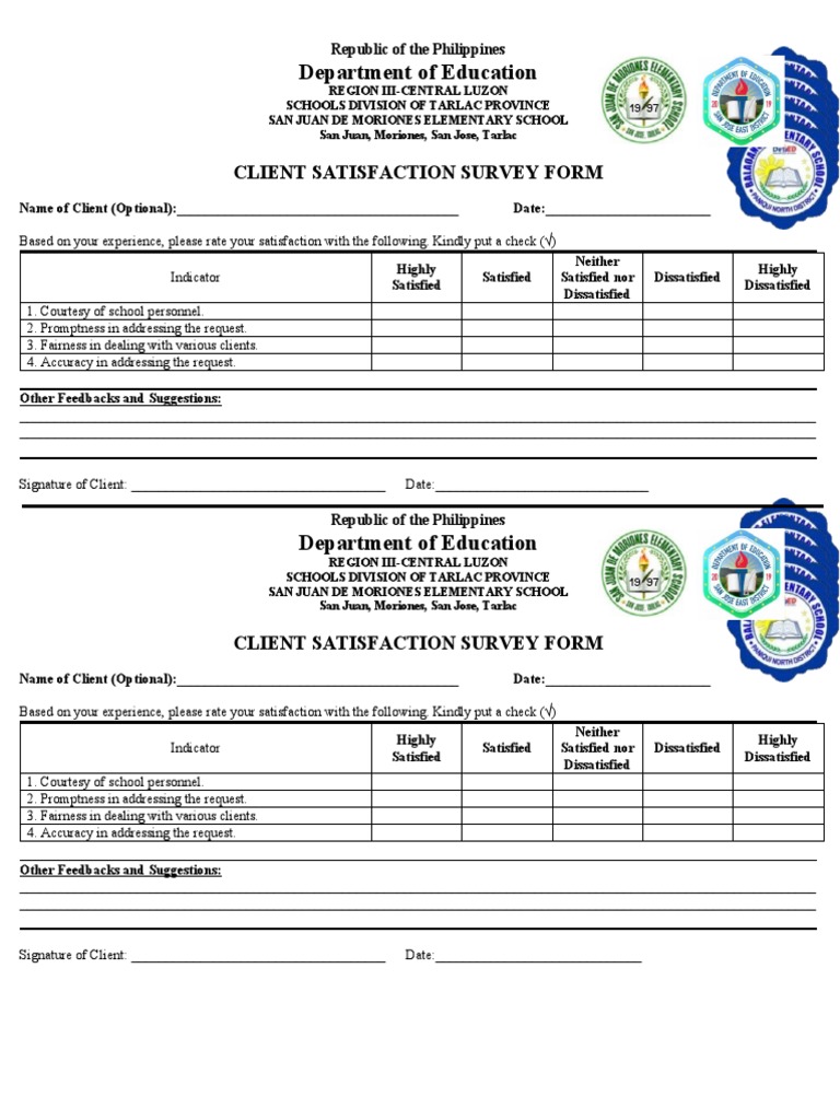Client Satisfaction Survey Form | PDF