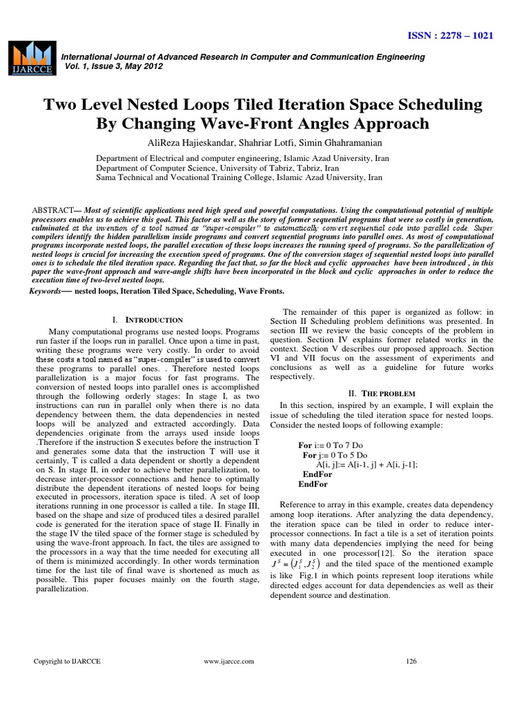 Two Level Nested Loops Tiled Iteration Space Scheduling by Changing ... Two Level Nested Loops Tiled Iteration Space Scheduling by Changing ...