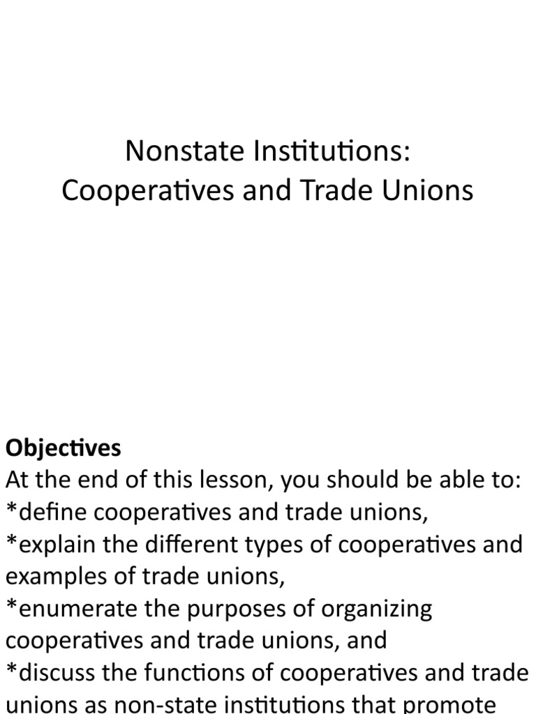 Nonstate Institution-Cooperative and Trade Unions | PDF | Cooperative ...