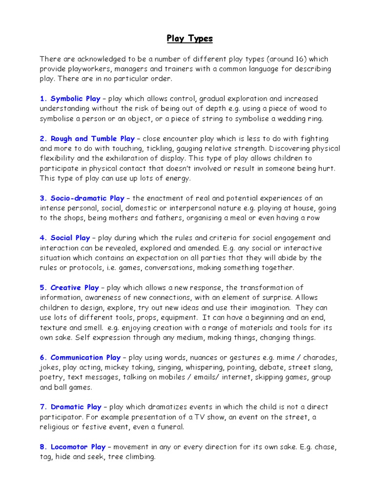Play Types | PDF | Psychological Concepts