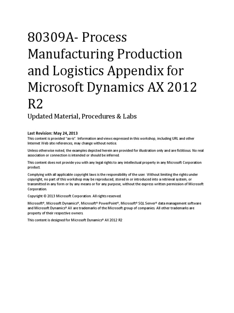80309A - Process Manufacturing Production and Logistics Appendix For ...