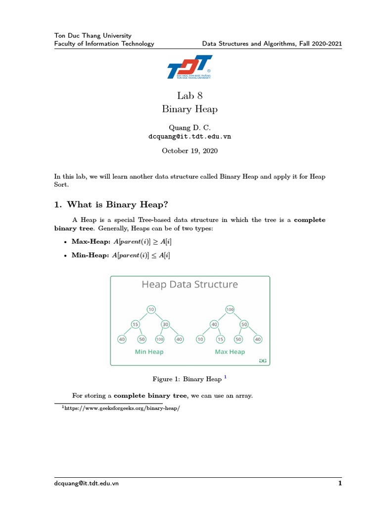 Lab 8 Binary Heap | PDF | Computer Programming | Algorithms And Data Structures