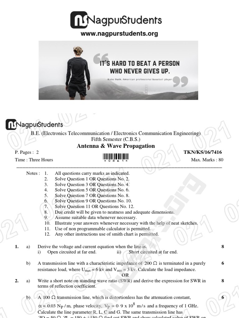 Awp Question Paper | Download Free PDF | Antenna (Radio) | Transmission ...