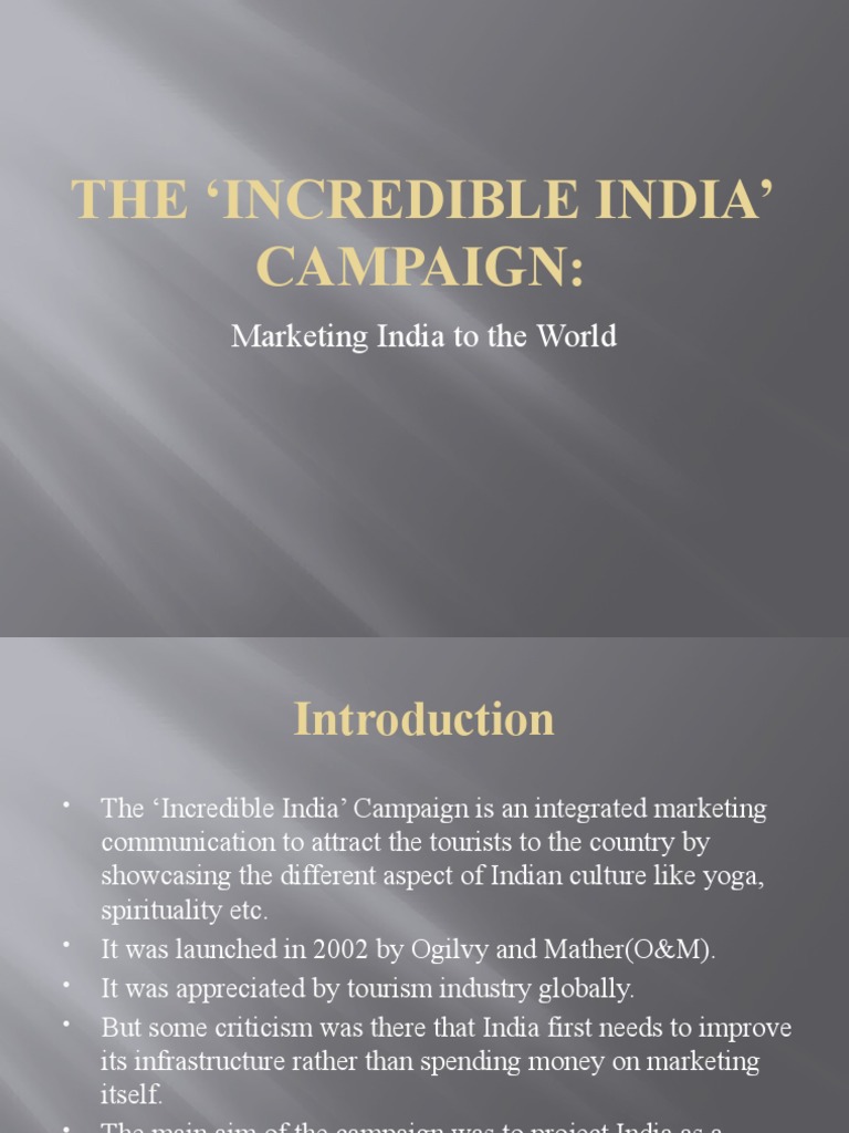 The Incredible India' Campaign | PDF | Tourism | Economies