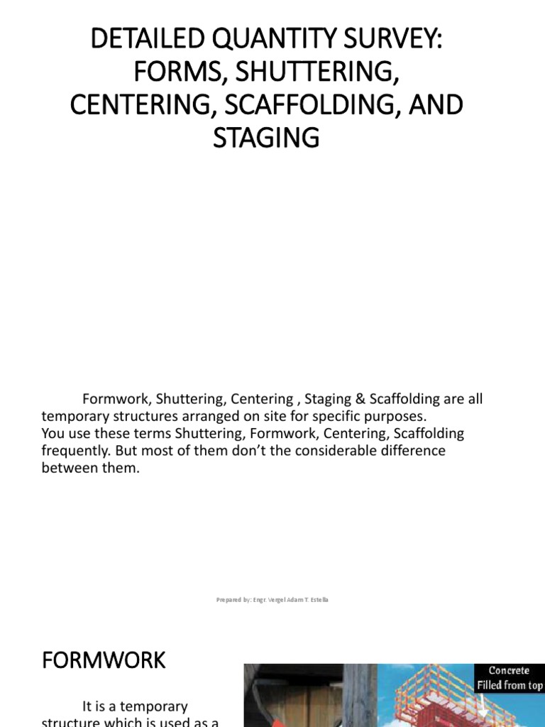 05 Detailed Quantity Survey - Forms, Scaffolding and Staging | PDF ...