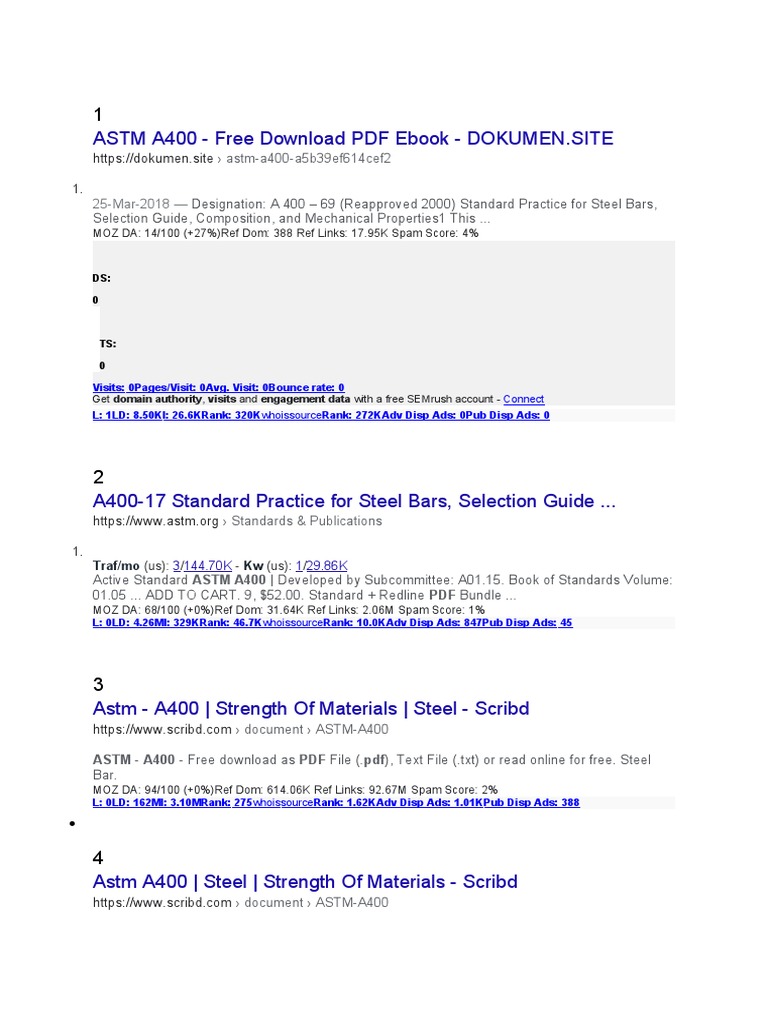 ASTM A400 - Free Download PDF Ebook | Download Free PDF | World Wide Web | Internet & Web