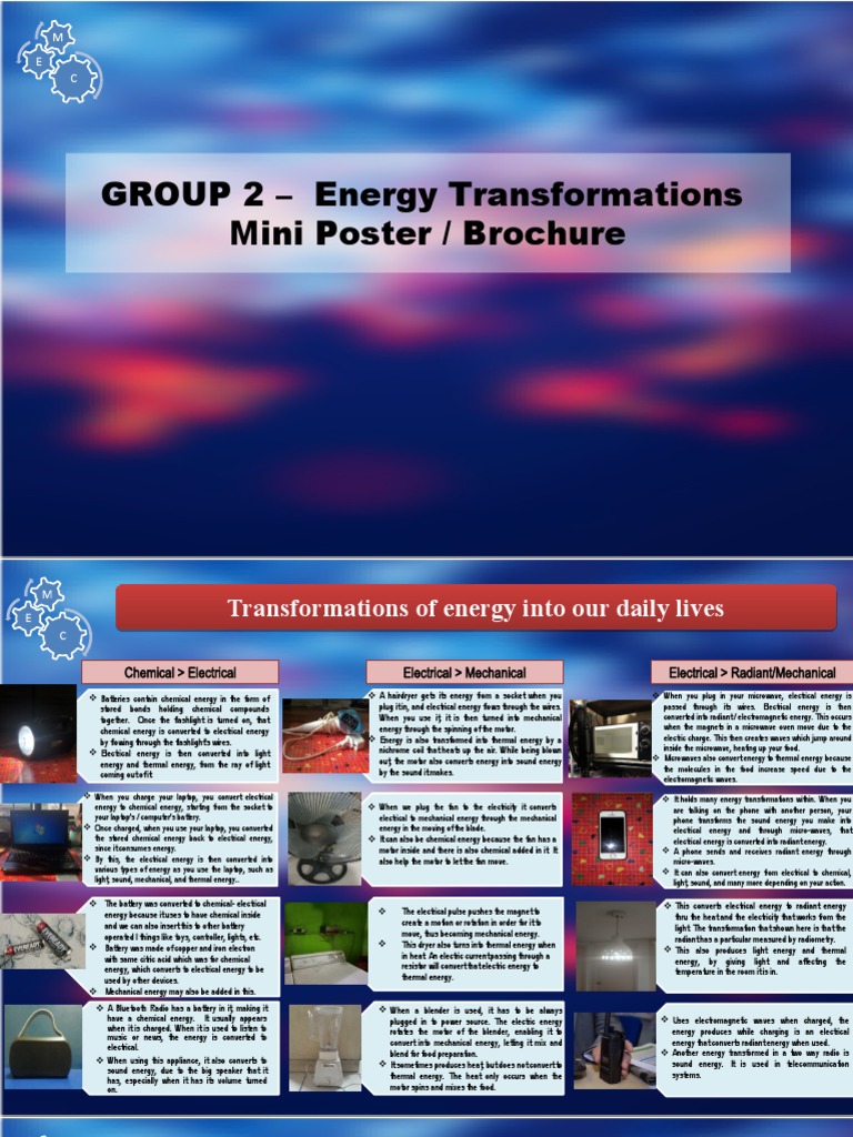 GROUP 2 - Energy Transformations Mini Poster / Brochure | PDF | Engines ...