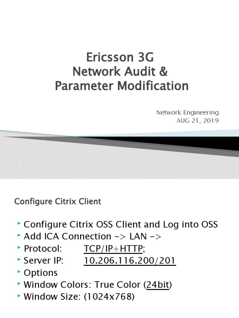 Ericsson 3G Network Audit & Param Modification | PDF | Computer Network ...