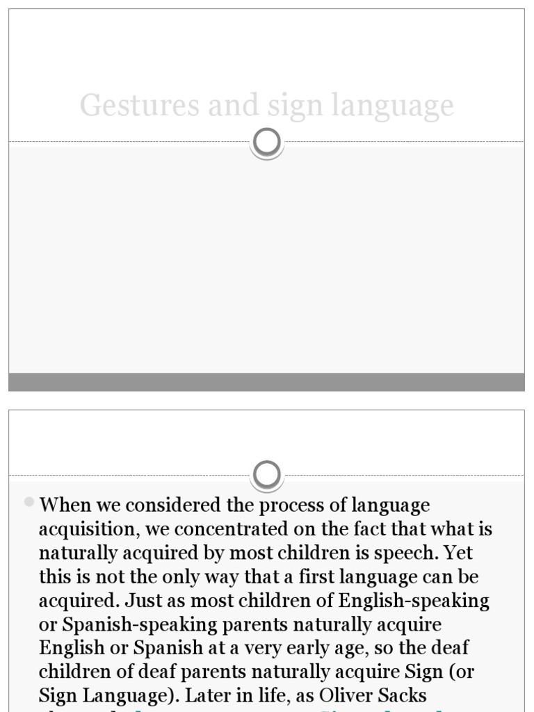 Gestures and Sign Language | PDF | Sign Language | American Sign Language
