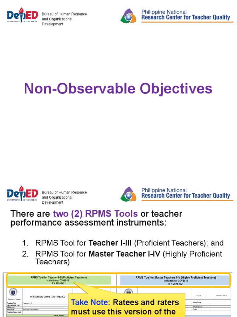 Non Observable Objectives | PDF | Educational Technology | Learning