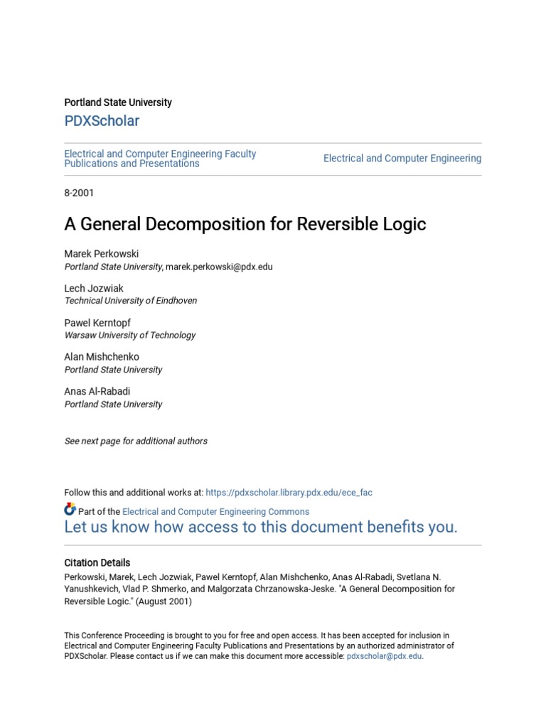 A General Decomposition For Reversible Logic | PDF | Logic Gate | Logic ...