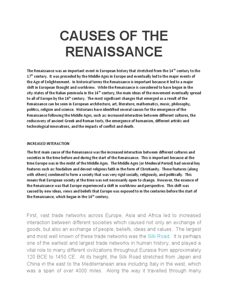 Causes of the Renaissance Movement | PDF | Renaissance | Printing