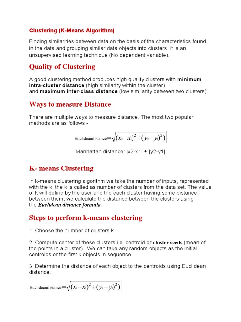 Quality of Clustering: Clustering (K-Means Algorithm) | PDF | Cluster Analysis | Intelligence ...