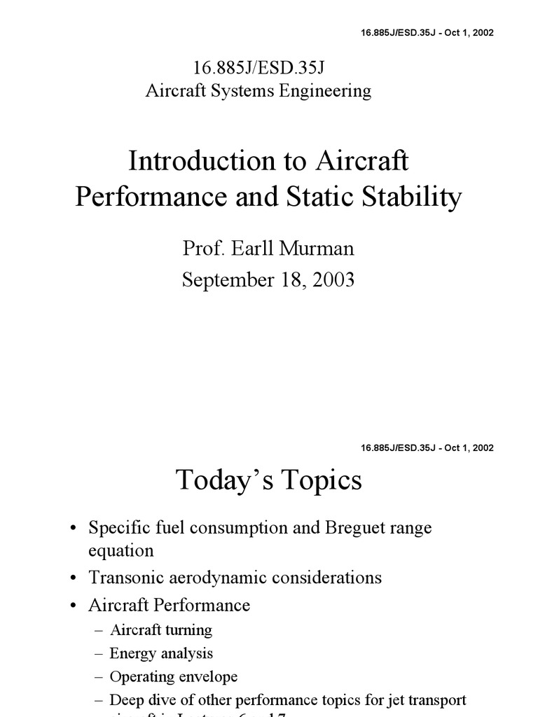 Introduction To Aircraft Performance and Static Stability | PDF ...