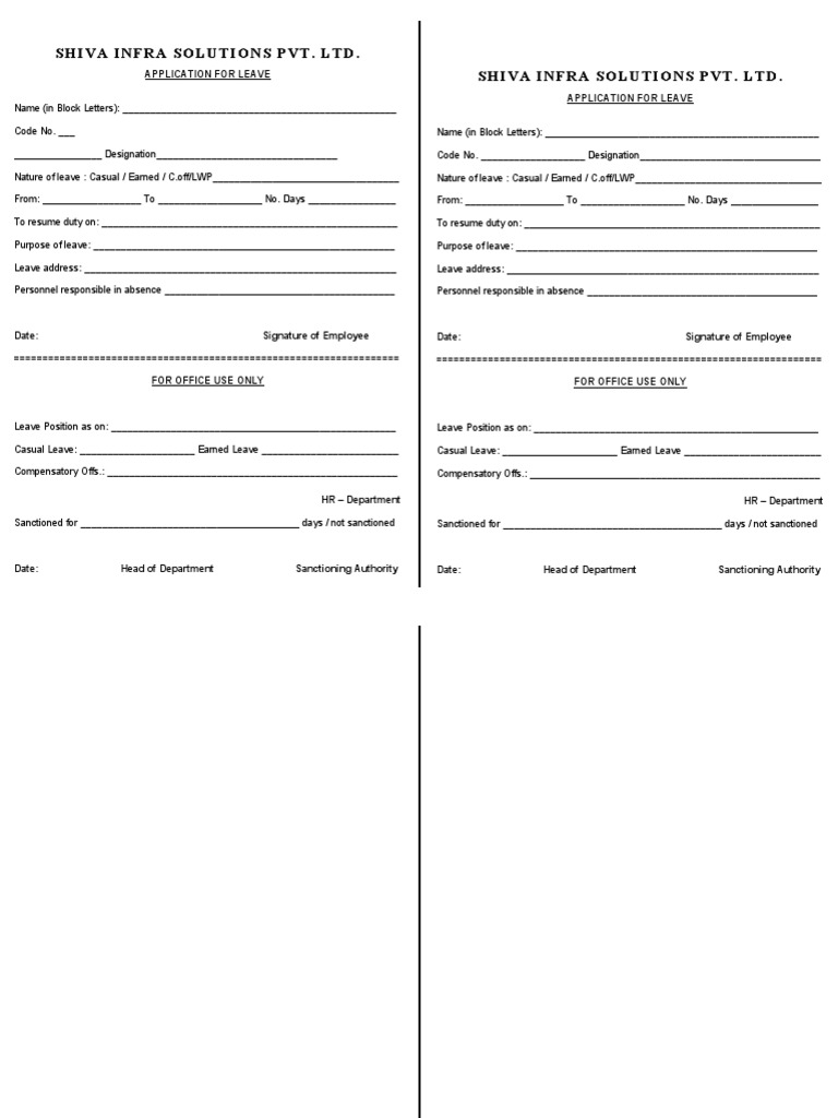 Leave Application Form | PDF