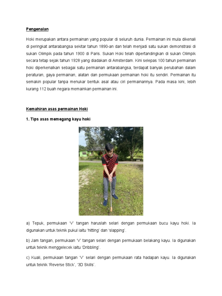 Kemahiran Asas Permainan Hoki | PDF | Olahraga & Rekreasi