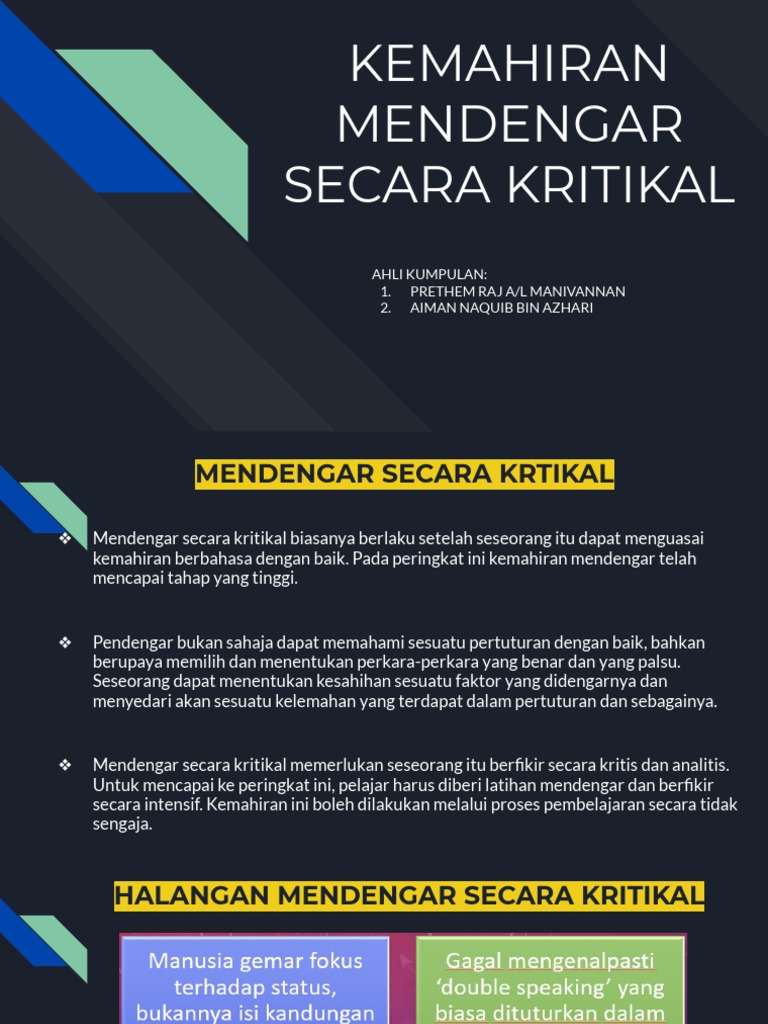 Kemahiran Mendengar Secara Kritikal | PDF