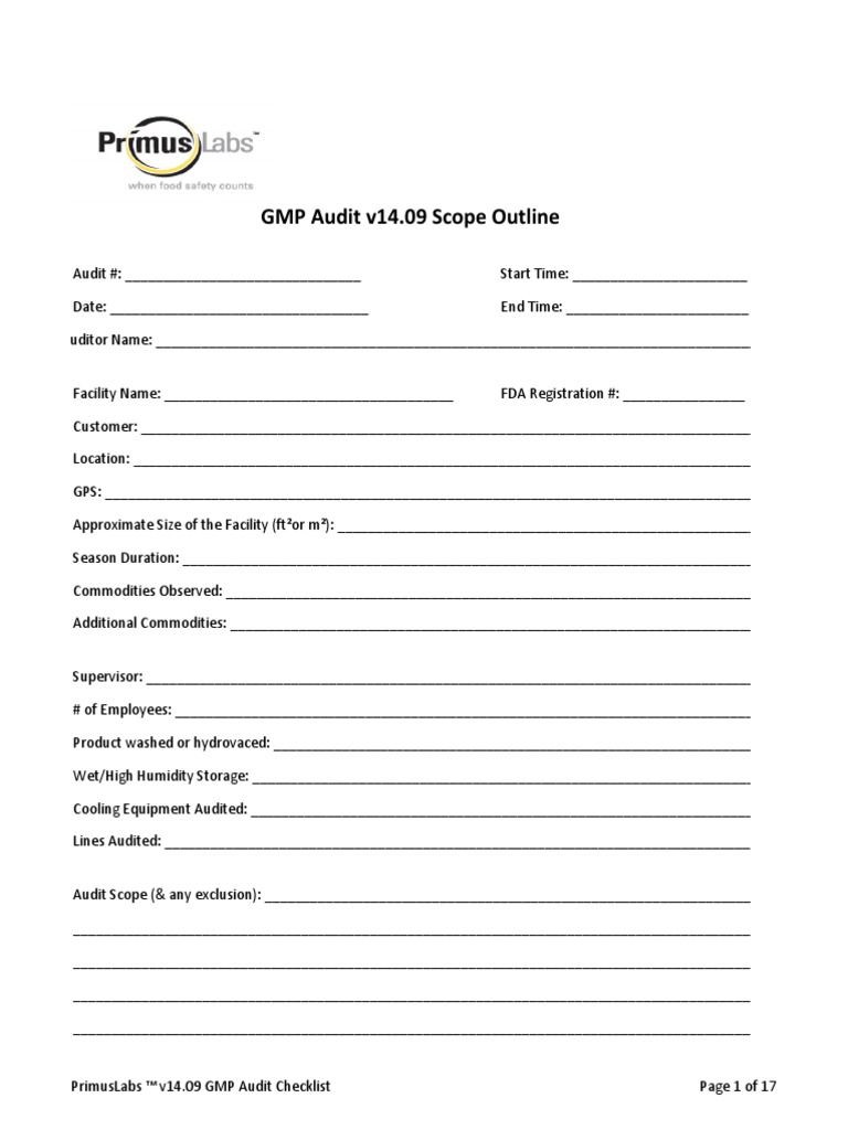 GMP Audit v14.09 Scope Outline | PDF | Hazard Analysis And Critical ...