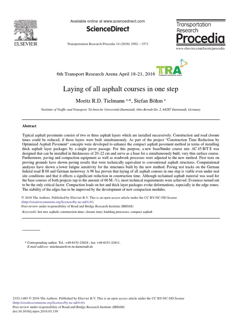 Laying of All Asphalt Courses in One Step: Sciencedirect | PDF | Road ...