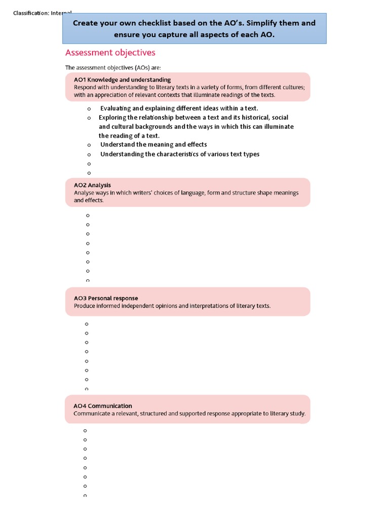 Create Your Own Checklist Based On The AO's. Simplify Them and Ensure ...