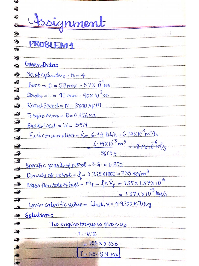 IC Engine Assignment I Solution | PDF | Engines | Engine Technology