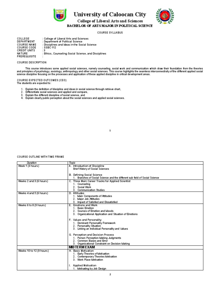 Political Science Course Syllabus | PDF | Social Sciences | Leadership