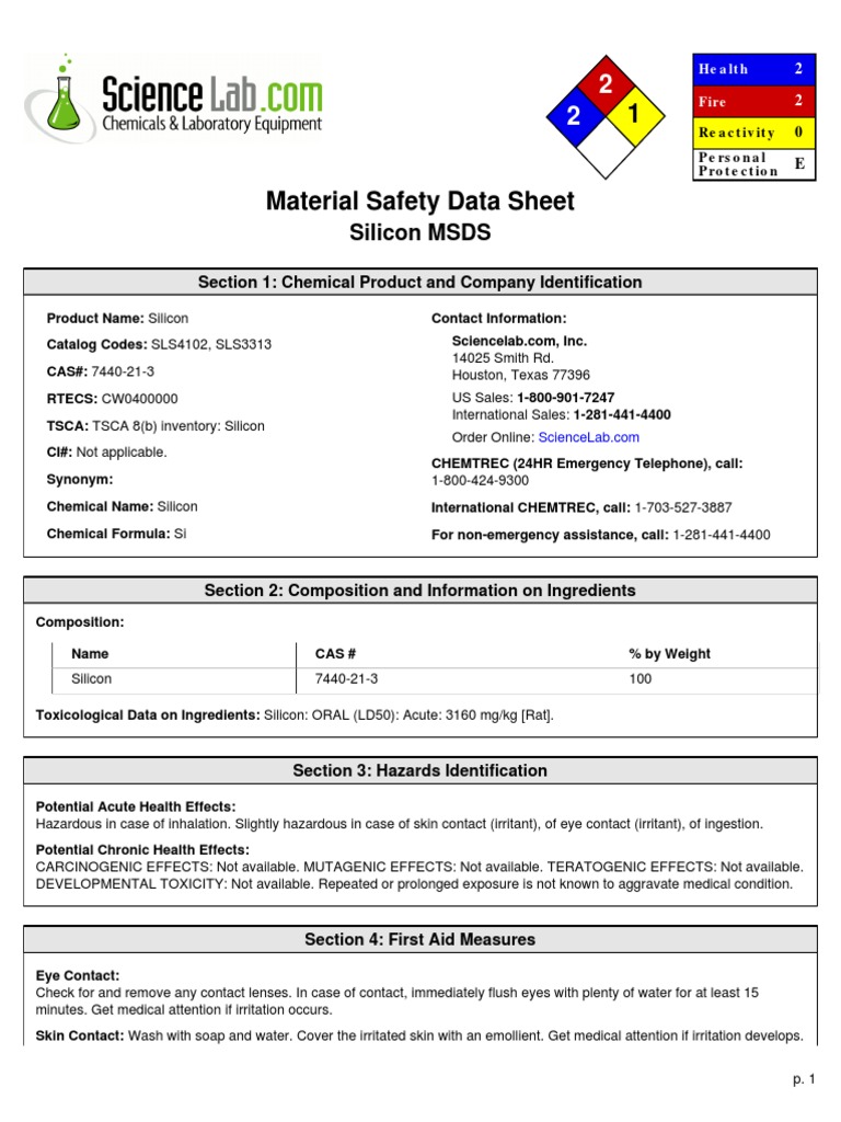Msds Silicon (Sealant) | PDF | Toxicity | Water