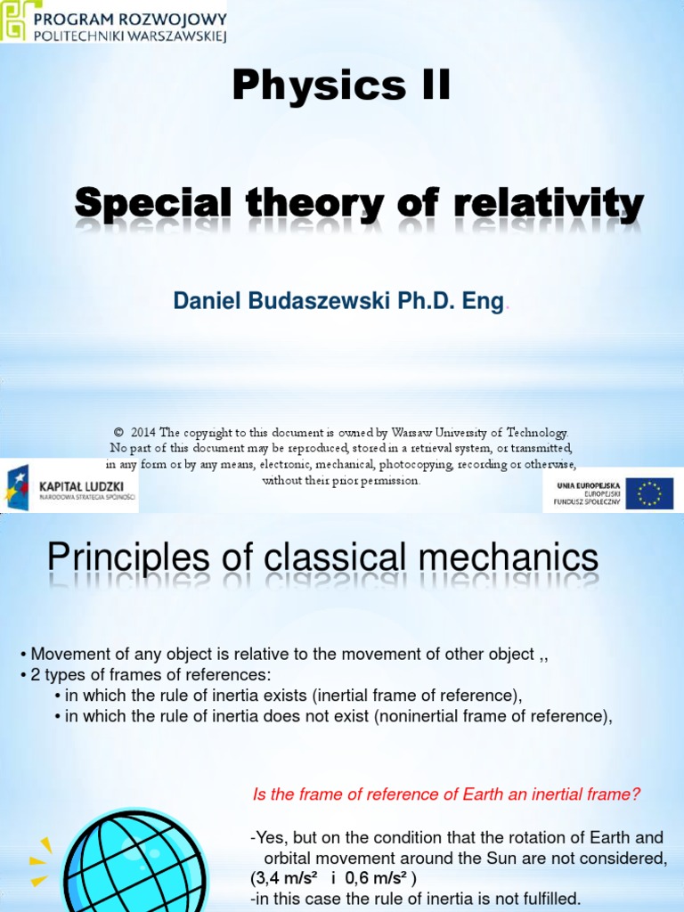 Physics II: Special Theory of Relativity | PDF | Special Relativity ...