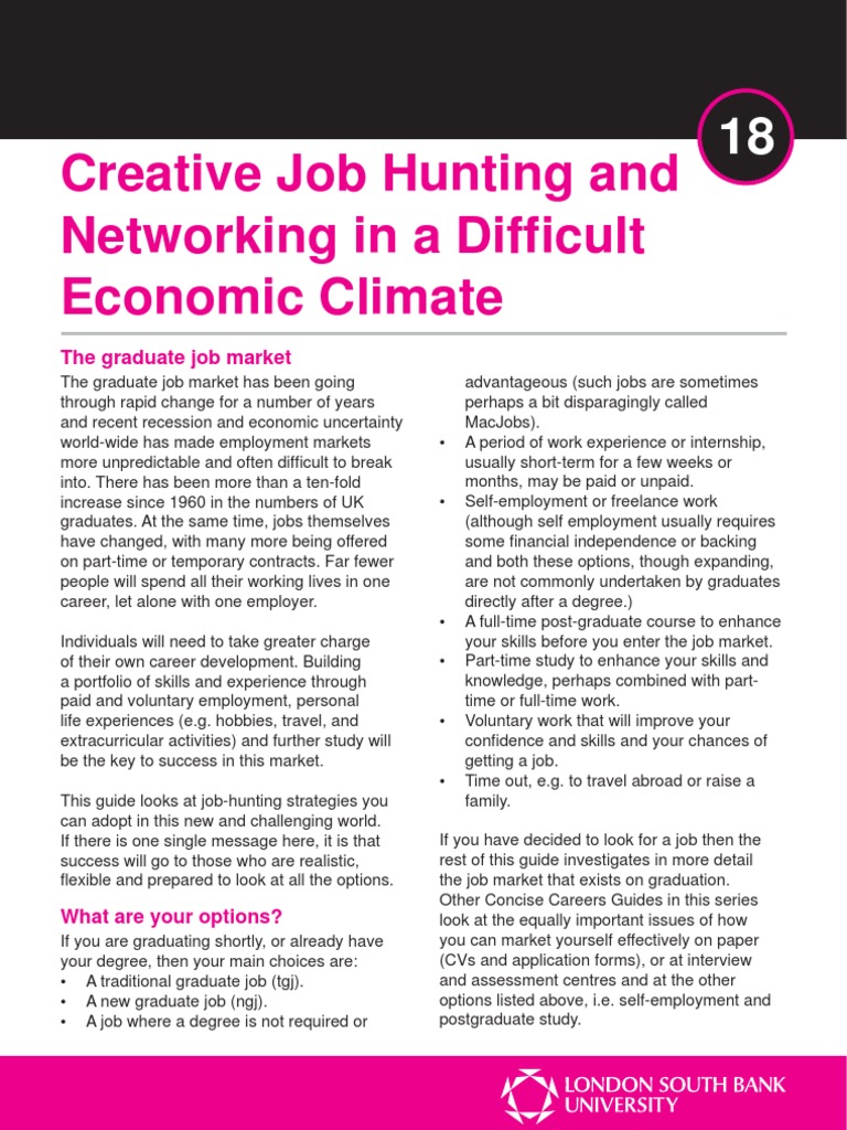 Creative Job Hunting and Networking CCG 2010 | PDF | Job Hunting ...